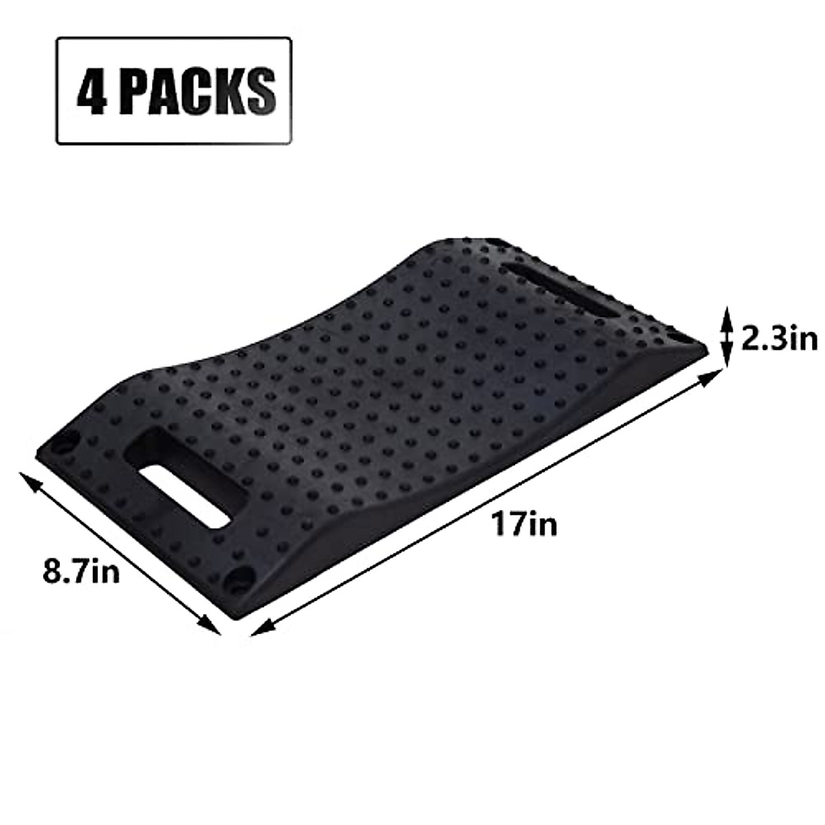 Homeon Wheels Tire Saver Ramps Rubber Material Anti-Slip Pad Design,Car Tire Wheel Ramps for Flat Spot and Flat Tire Prevention, Tire Savers for Storage with Carrying Bag, Easy to Store 4 Pack (Black)