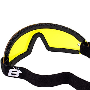 Birdz Eyewear Wing Sky Dive Skydiving Goggles with Padding Black Frame with Yellow Lens