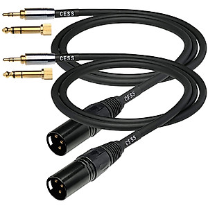CNCESS CESS-207-3f 3 Pin XLR Male to 3.5mm Stereo Plug Cable with 6.35mm Adapter - Versatile Audio Connection, Compatible with Both 3.5mm and 6.35mm Jacks, Durable and Flexible (3 Feet)