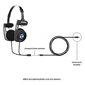 Koss Porta Pro Utility On-Ear Headphones Plus Utility Cord Lightning Cable