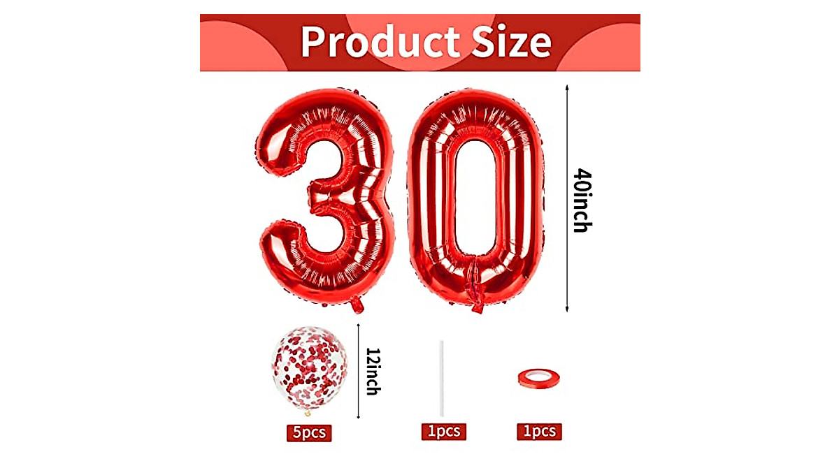 Celebrate 30 with Red 30 Balloon - Perfect for Birthdays