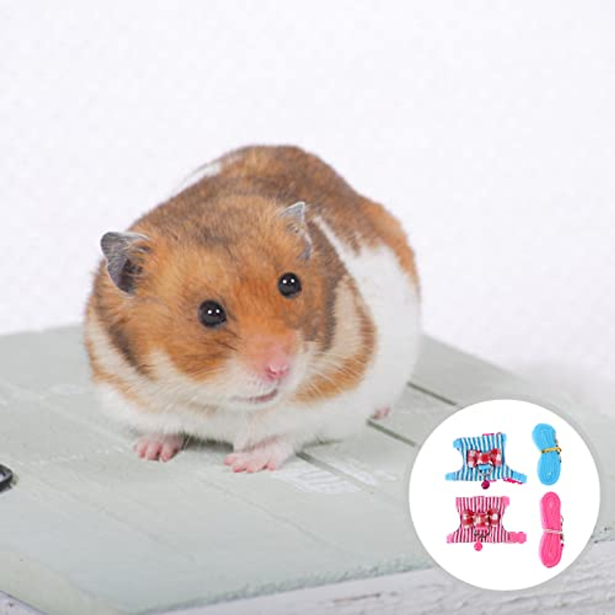 ULTECHNOVO 2 Sets of Guinea Pig Harness and Leash Rabbit Kitten Harness Cat Leash Bunny Running Walking Jogging Harness Leash for Ferret and Small Pet S Blue Pink