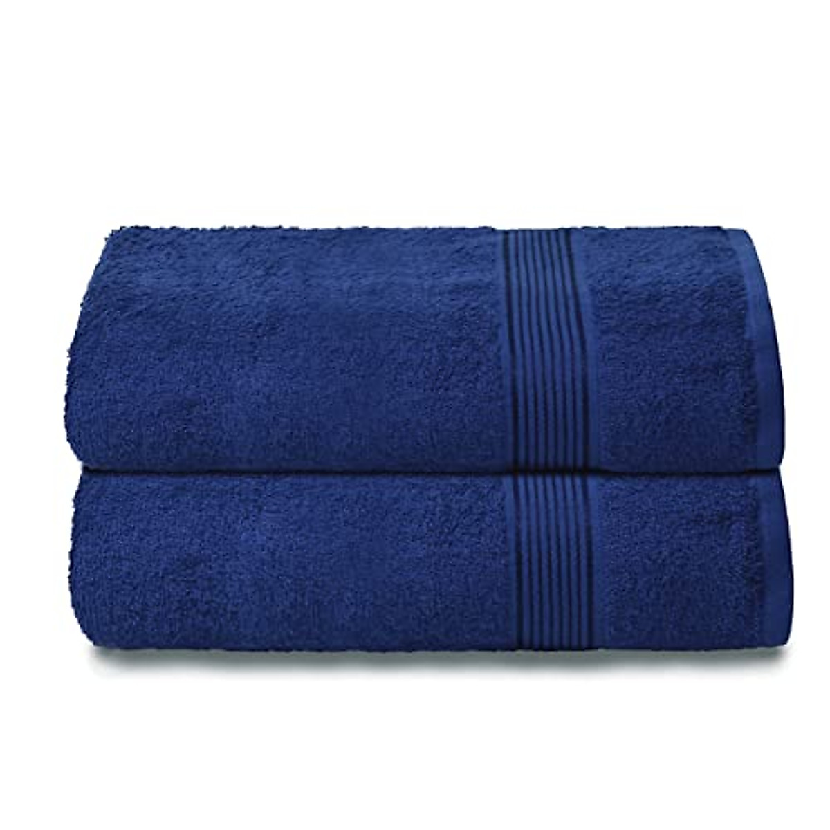 Belizzi Home Cotton 2 Pack Oversized Bath Towel Set 28x55 inches, Large Bath Towels, Ultra Absorbant Compact Quickdry & Lightweight Towel, Ideal for Gym Travel Camp Pool - Navy Blue