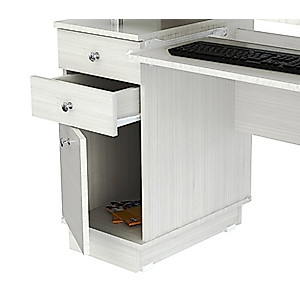 Inval America Computer Work Center with Hutch, 19.5 x 48.62 x 53.5, Washed Oak