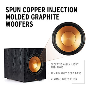 Klipsch Synergy Black Label Sub-100 10” Front-Firing Subwoofer with 150 Watts of continuous power, 300 watts of Dynamic Power, and All-Digital Amplifier for Powerful Home Theater Bass