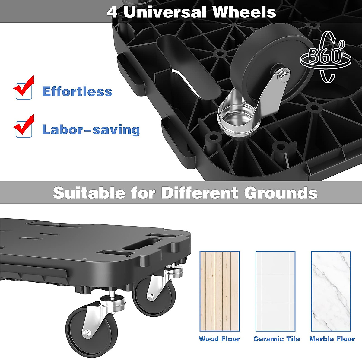 Goplus Moving Dolly, Heavy Duty Furniture Rolling Mover with 4 Wheels for Piano Heavy Items Appliance, Interlocking System, 660 lbs Weight Capacity, 19” x 11” (L x W) (1)