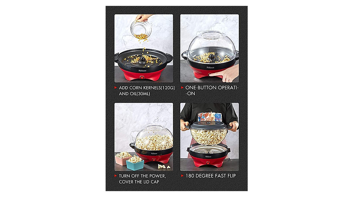 Yabano 6-Quart Popcorn Machine - Fast & Easy Popper