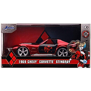 Jada Toys DC Comics 1:32 Harley Quinn 1969 Chevy Corvette Stingray Die-cast Car, Toys for Kids and Adults