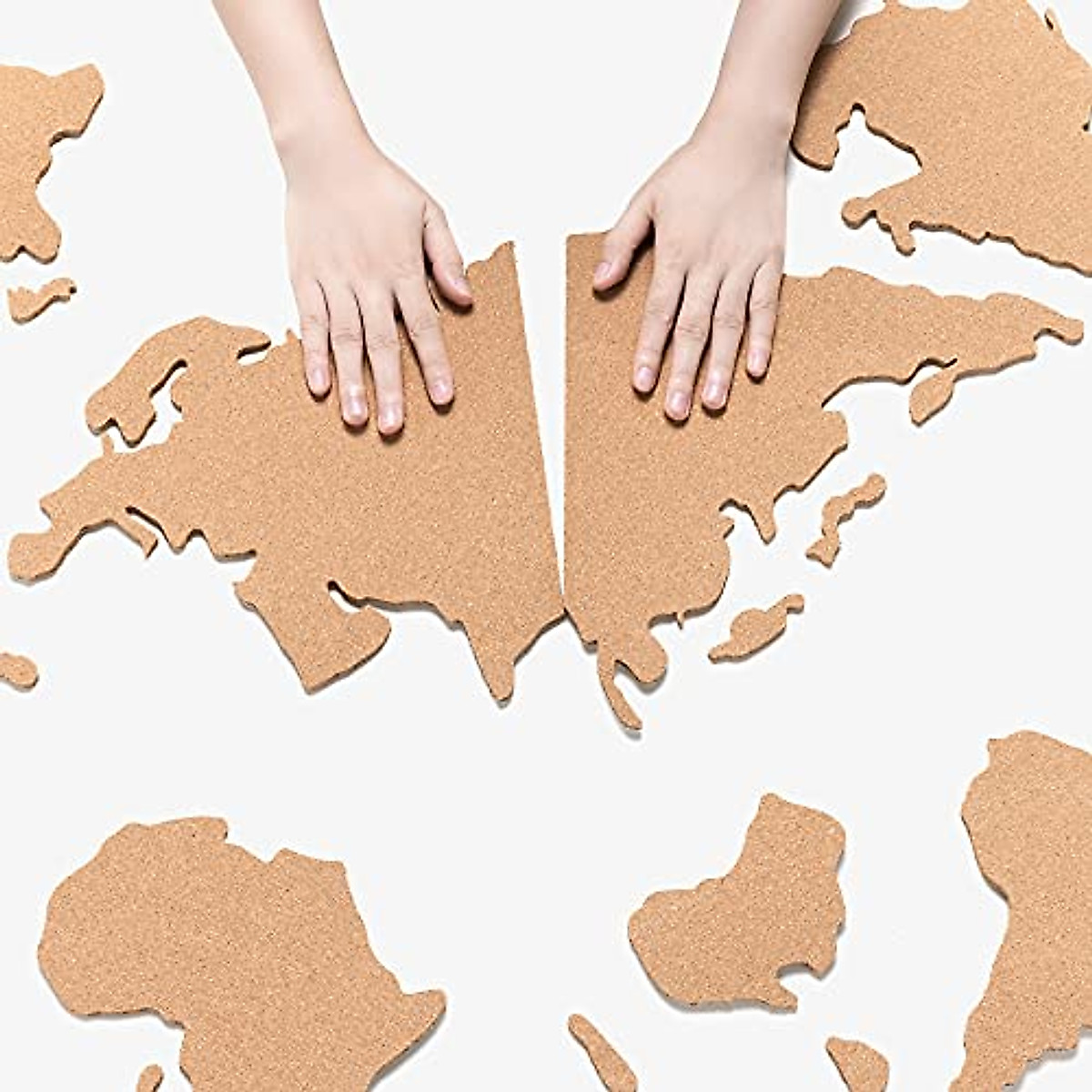 Navaris Cork Board World Map - Self-Adhesive Corkboard Continents for Wall to Pin, Plan and Document Travels - Includes 18 Cork Pieces and 10 Pins