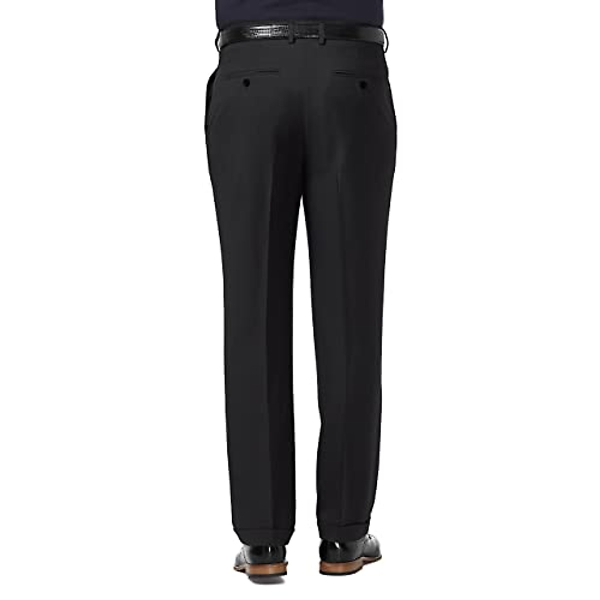 Haggar mens Premium Comfort Classic Fit Pleat Expandable Waist Dress Pants, Black, 36W x 30L US