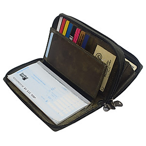 Cavelio Leather Wallets for Women RFID Blocking Double Zip Around Credit Card Holder Phone Clutch (Green)