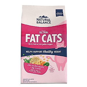 Natural Balance Fat Cats Low-Calorie Dry Cat Food for Overweight Adult Cats, Chicken Meal, Salmon Meal, Garbanzo Beans, Peas & Oat Groats Recipe, 15 Pound (Pack of 1)