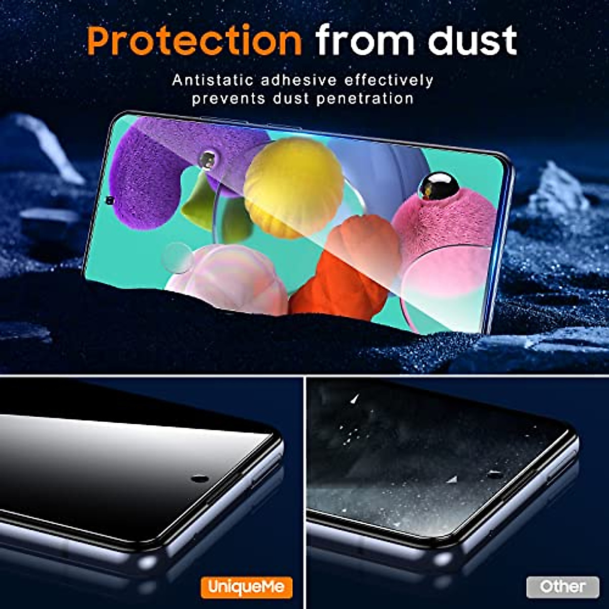 UniqueMe [3 Pack] for Samsung Galaxy A51 Screen Protector, 9H Galaxy A51 Screen Protector Tempered Glass Screen Cover [Case Friendly][Alignment Frame Installation] Bubble Free