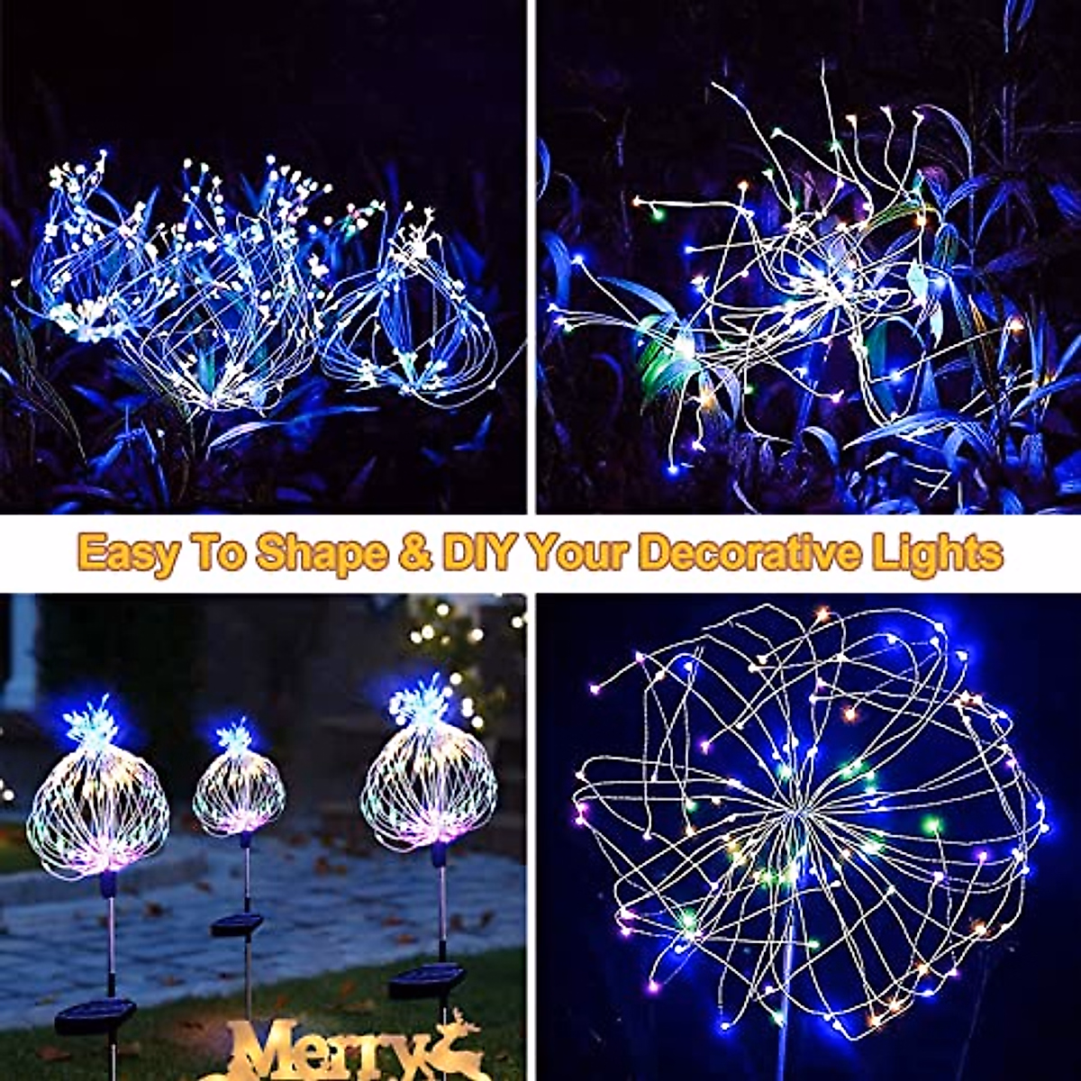 ITICdecor Solar Garden Lights Solar Firework Lights Upgraded 2Pack 120 LED Landscape Starburst Stake Fairy Light Outdoor Waterproof with 8 Modes for Garden Yard Flowerbed Pathway Decor
