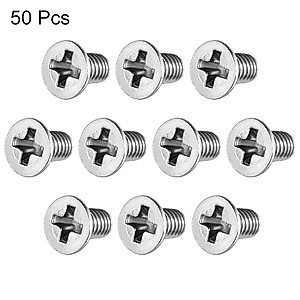 uxcell M3x6mm Flat Head Machine Screws, Phillips Cross Screw, 304 Stainless Steel, Fasteners Bolts 100Pcs