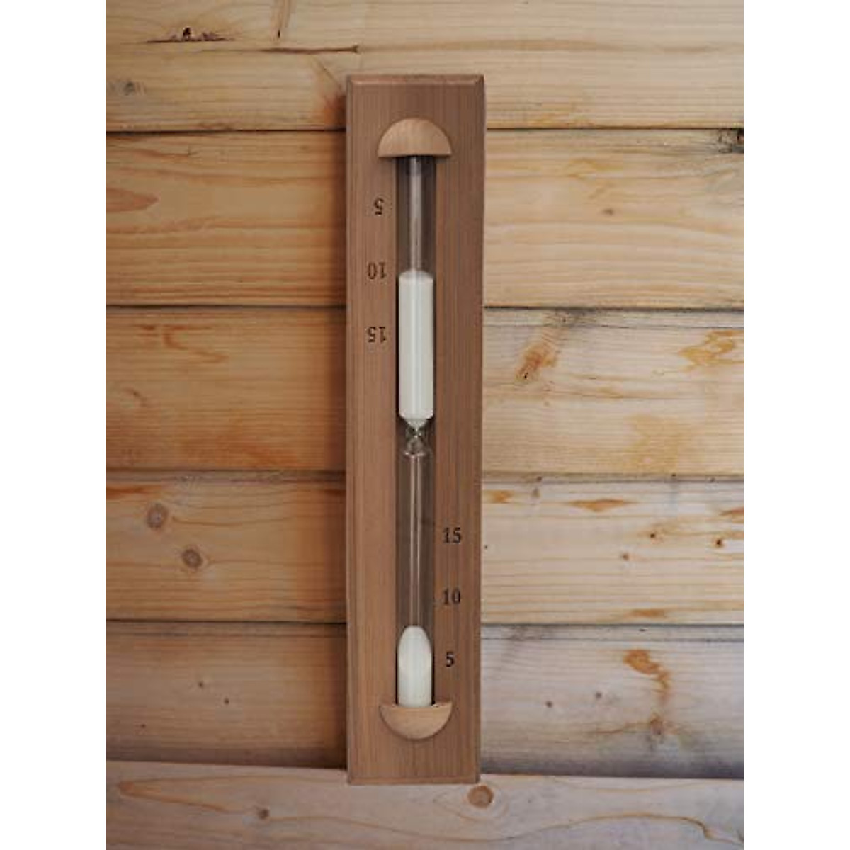 HSE Deluxe Cedar Wall-Mounted Rotating Sauna Sand Timer-15 Minutes-Choose Your Sand Color (15 Minutes, White)