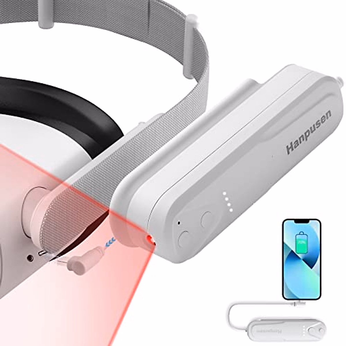 Hanpusen Battery Pack with Ir Light for Oculus Quest 2, Ir Illuminator Infrared Light with 5000mAh Charger for Quest 2 Accessories, Enhance Tracking in Dark Extended 2-4 Hours Play Time