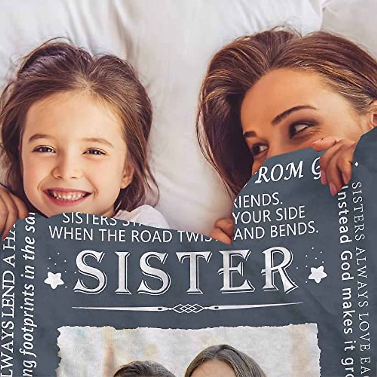 Lcyawer Custom Blanket with Photos and Words,Sister Birthday Gifts from Sister,Unique Bestie Gifts,Personalized Throw Blankets with Picture,to My Best Sister Friendship Presents,Great Sister Blanket