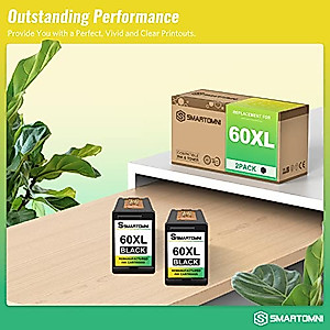 S SMARTOMNI 60XL 60 XL Black Ink Cartridge Replacement for HP 60 Ink Cartridge Combo Pack for HP Photosmart C4700 C4600 D110 Deskjet D2530 F4200 F4480 F4224 HP Envy 100 114 120 (2 Pack, Black)