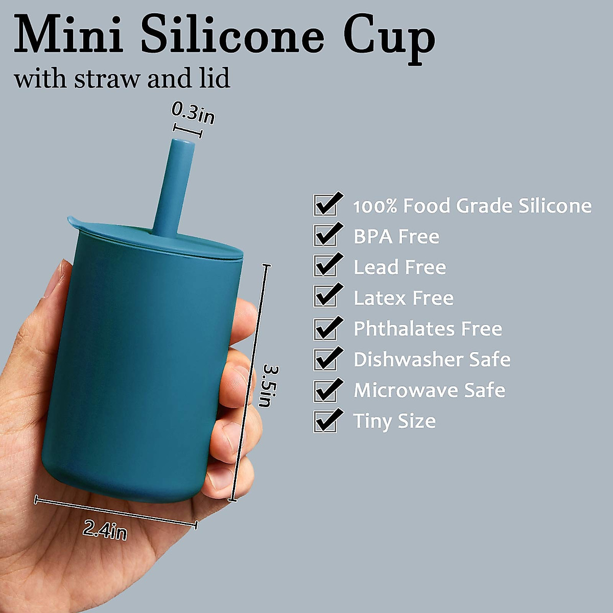 Geiserailie Mini Baby Silicone Cups with Straw Reliable Lid Sippy Cup Reliable 6 oz Unbreakable Training Cup for Toddler (Yellow, Blue, Brown,3 Pieces)