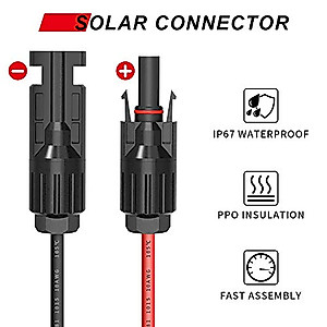 ELECTOP Solar Panel Connector Cable, 10AWG SAE Connector to Male & Female Solar Connectors PV Extension Cable Wire for RV Solar Panel DC Power Battery Charger with SAE Polarity Reverse Adapter