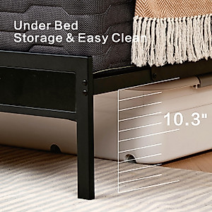 Z-hom Full Bed Frame with LED Lights Headboard, Full Size Heavy Duty Metal Hybrid Bed Frame Bed Base, Sturdy Upholstered Wooden Full Platform Bed with Charging Ports & Storage Shelves