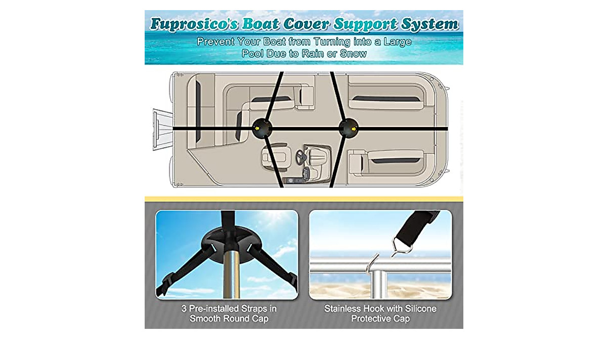 Fuprosico Adjustable Pontoon Boat Cover Support System - 2 Pack