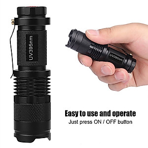 Fdit Torch Flashlight Ultra Bright LED Tactical Flashlight Perfect for Camping Biking Home Emergency 395/365 nm (Batteries Not Included)(365nm)