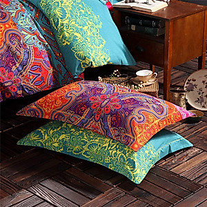 Boho Duvet Cover King, Microfiber 3 Pieces King Boho Bedding Set, 1 Duvet Cover +2 Pillowcases, Colorful Boho Bohemia Printed Design Duvet Cover, with Zipper Closure, Durable Easy Care (NO Comforter)