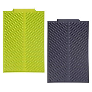 Silicone Drain Mat, Rectangle Multi Purpose Trivet Mat, Drying Dishes Pad Heat Resistant Slip Proof Tray Draining Board Mat for Dishes Kitchen Sink Counter Top Fridge Drawer Liner (Grey)