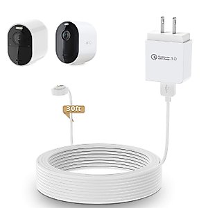 2 Pack HOLACA Power Adapter and 30ft/9m Cable for Arlo Ultra&Ultra 2/Arlo Pro 3 Pro 4 Pro 5s(Not for floodlight),Weatherproof Outdoor or Indoor Magnetic Cable Continuously Charging for Arlo Camera