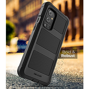 ENCASED Falcon Armor Designed for OnePlus 9 Case with Screen Protector, Protective Full Body Cover with Built-in Screen Guard (Black) (OnePlus 9 PRO)
