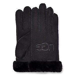UGG Women's Sheepskin Embroidered Glove, Black, Size Medium