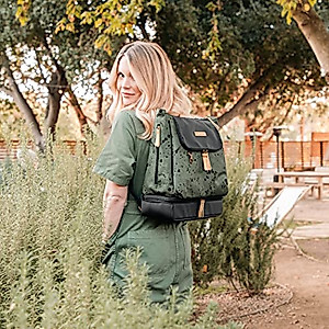 Petunia Pickle Bottom Pivot Backpack | Multiple Carrying Options (Backpack or Tote) | Insulated Pockets to Keep You Organized | Modern Silhouette with a Roomy Interior | Olive Ink Blot