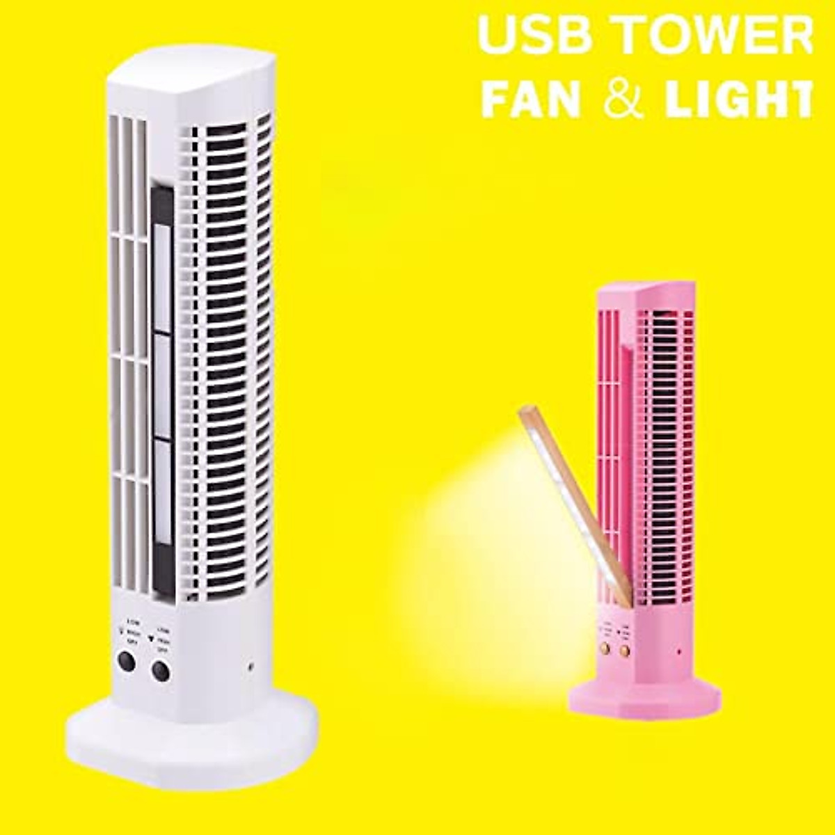 Tower Fan, Small Stand up Desk Fan, with 2 Speeds, 2 Dimming Adjustable Angle Night Light, USB Power, Personal Bladeless Fan for Home Bedroom Office, Electric Table Fan (pink)