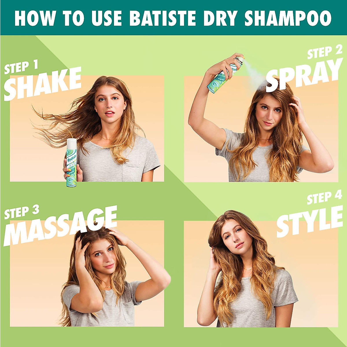 Batiste Dry Shampoo, Bare Fragrance, 200ml 120g (Pack of 3)
