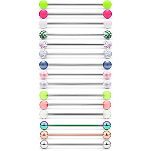 Ocptiy 16G 35mm Industrial Piercing Jewelry Industrial Earrings 16 Gauge Stainless Surgical Steel Industrial Rings Barbell Ear Earrings Cartilage Helix Rings Piercing Jewelry for Women Men 1 3/8 inch