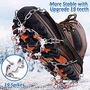 WIN.MAX Crampons for Shoes, Traction Cleats Ice Snow Grips with 19 Stainless Steel Spikes, Shoe Talons Anti - Slip Boots Spikes for Walking, Jogging, Climbing and Hiking (Black, M)