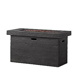 Christopher Knight Home Custer Outdoor Rectangular Fire Pit - 40,000 BTU, Grey