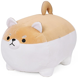 OurHonor 19.7" Shiba Inu Plush, Soft Corgi Plushies Adorable Throw Pillow, Cute Puppy Anime Dog Stuffed Animals Gifts for Girls Boys Kids (Brown)