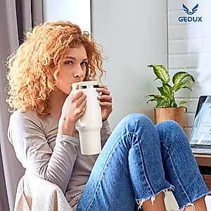 Gedux 40oz Tumbler With Handle, 2-IN-1 Leak Proof Lid (Straw/Flip), Insulated Water Bottle, Stainless Steel Tumbler with Non-Slip Silicone, Wide Mouth Travel Mug Cupholder Friendly Dishwasher Safe