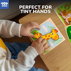 TOY Life Wooden Puzzles for Toddlers 1-3, Animals Toddler Puzzles, Puzzles for Toddlers 2-4, Wood Puzzles Educational Montessori Toys Gifts for 1 2 3 Year Old, Baby Puzzles 12-18, Kids Learning Toy