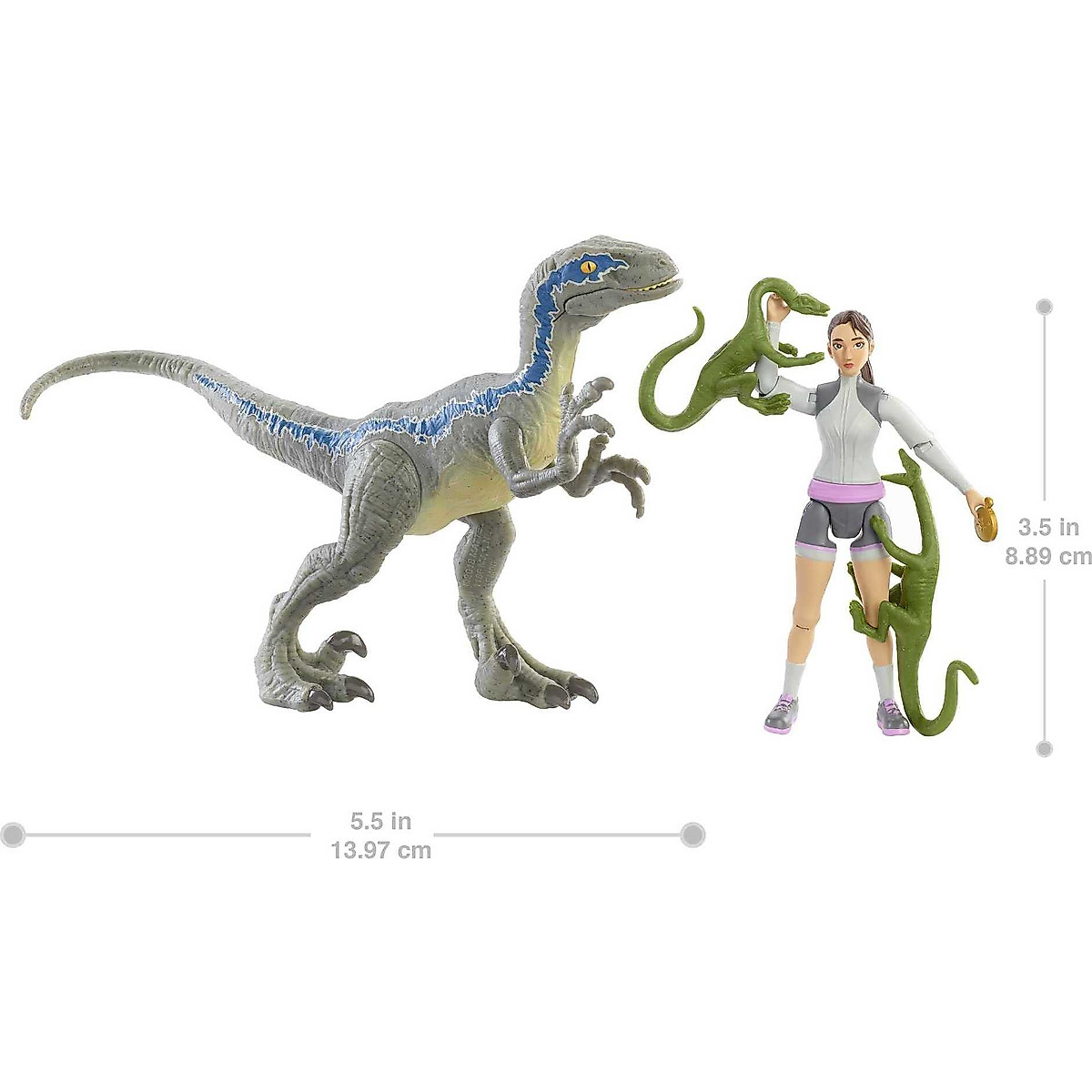 Mattel Jurassic World Camp Cretaceous Yasmina Yaz and Velociraptor Human and Dino Pack with 2 Action Figures, 2 Compys Figures and Accessory, Toy Gift Set and Collectible