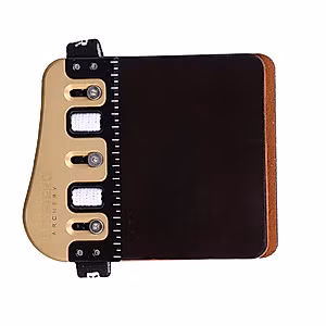 BICASTER Barebow Finger Tabs Horween Cordovan Leather + Brass Plate - Left Hand (Large)