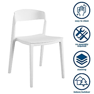COSCO Outdoor/Indoor Stacking Resin Chair with Ribbon Back, 2-Pack, White