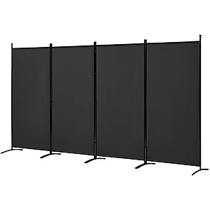 Spurgehom Room Divider 4 Panel Folding Partition Privacy Screens, Freestanding Fabric Room Panel Portable Room Partition Wall Dividers for Home Office Room Restaurant, 136" W X 72" H (Black)