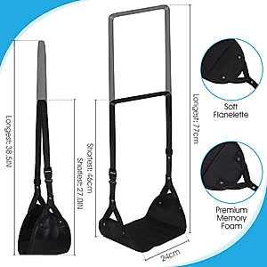 4 Pcs Portable Travel Footrest Airplane Footrests Hammock Carry On Airplane Foot Leg Rest Adjustable Height Sling Memory Foam Hammock Travel Accessories, Black