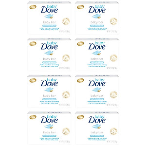 Baby Dove Bar Soap Rich Moisture More Gentle and Nourishing than Ordinary Baby Soap Bars Washes Away Bacteria, 3.17 Ounce (Pack of 8)