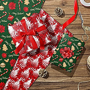GIOLAINY Christmas Wrapping Paper for Kids Boys Girls Baby Men Women - Xmas Gift Wrap Contain Red Trees, Pink Santa, Snowflakes, Green "Merry Christmas" with Holly Design - 8 Sheets (20*29 Inch per Sheet), Recyclable, High Gloss, Easy to Store, Not Roll