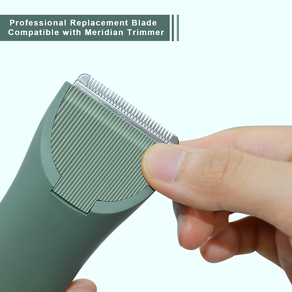 Audoc 2pcs Replacement Blades for Meridian Trimmer,Hygienic Ceramic Hair Replacement Blades for Meridian Body Trimmer (Onyx & Sage),Green